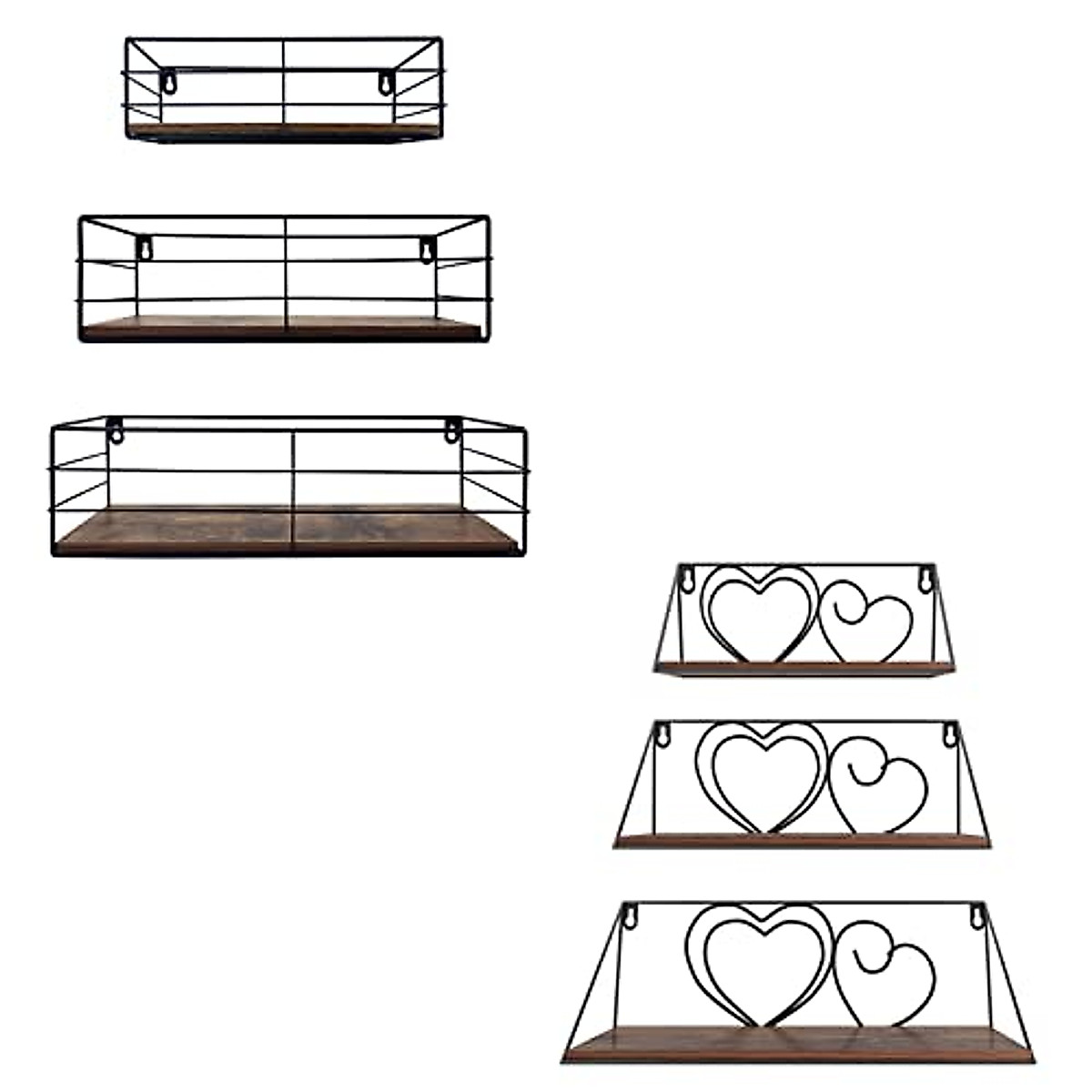 CRUGLA Floating Bathroom Wall Mounted Shelves 6 Sets