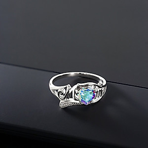 Gem Stone King 925 Sterling Silver 6MM Heart Shape Gemstone Birthstone Mothers Day MOM Ring For Women | Available In Size 5, 6, 7, 8, 9