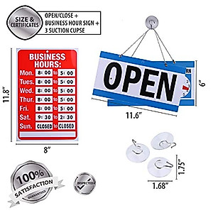 Open Signs for Business, Bundle of Office Hours Sign Will Return Clock with Suction Cups for Businesses Stores Restaurants Bars - Business Hour Closed Open Sign
