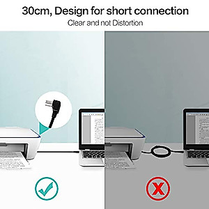 Right Angle Printer Cable USB2.0 A Male Plug to Right Angle USB B Male A/B M/M Printer Scanner Cable 12 Inch(30CM)