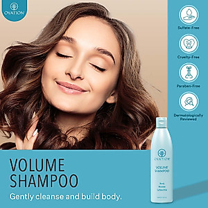 Ovation Hair Volume Shampoo - For Voluminous, Bouncy Hair - 12 oz - Gentle Cleansing and Helps Removes Excess Hair Oil - For Fine, Thin Hair - With Fenugreek, Aloe Vera, Saw Palmetto