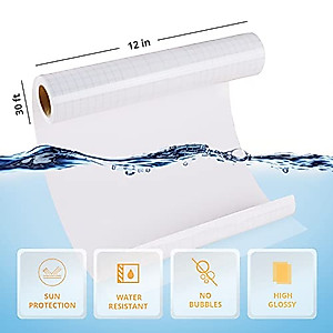 HTVRONT Clear Self-Adhesive Laminating Vinyl Roll-12"x15FT Non Thermal Laminating Film,No Machine Needed Clear Vinyl Laminate for Stickers