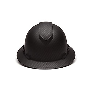 Pyramex Ridgeline Full Brim Hard Hat, Vented, 4-Point Ratchet Suspension, Matte Black Graphite Pattern