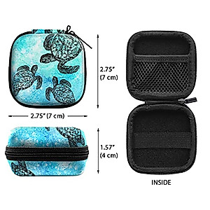 WIRESTER Portable Wireless Headphone Case, Earphone Storage Bag Carrying Case, Earbud Holder with Black Carabiner Compatible with Apple Airpods - Ocean Sea Turtles