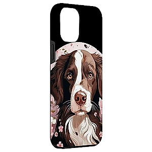 iPhone 14 Pro Max Cool Spring Flowers with Dog for Season Lovers Case