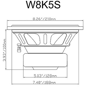 Rockville K5 W8K5S4 8" 800w 4 Ohm Car Audio Subwoofer Sub 200w RMS CEA Rated!, Black