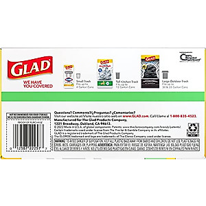 Glad ForceFlex MaxStrength Tall Kitchen Drawstring Trash Bags, 13 Gallon, 50% Recovered Plastic, Lemon Fresh, 45 Count