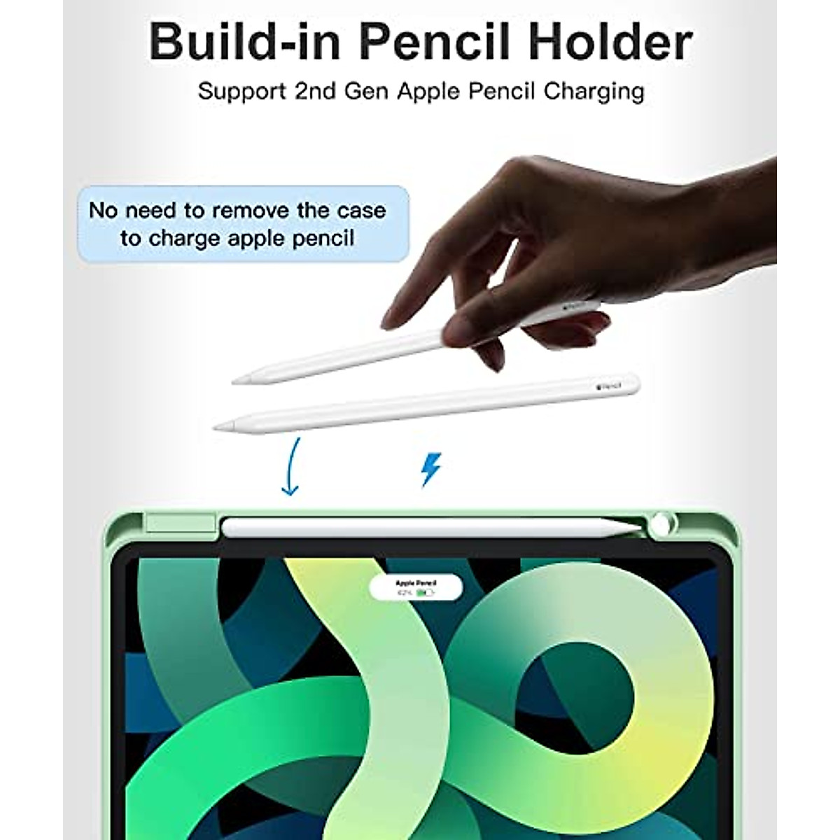 Cousper Case for iPad Air 5th Generation Case 2022/iPad Air 4th Generation Case 2020 10.9 Inch, Trifold Stand Case with Pencil Holder [2nd Apple Pencil Wireless Charging] for iPad Air 5/4 Matcha Green