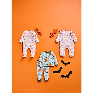Mud Pie Baby Girl Halloween Ghost Bodysuit and Headband Set, Pink, 9-12M