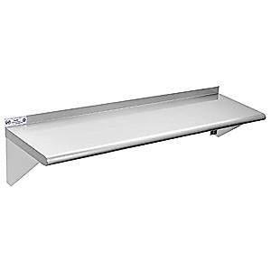 Hally Stainless Steel Shelf 12 x 48 Inches 280 lb, NSF Commercial Wall Mount Floating Shelving for Restaurant, Kitchen, Home and Hotel