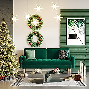 Vesgantti Green Velvet Couch 70 inch, 3 Seater Loveseat Sofa, Mid Century Modern Couches for Living Room, Upholstered Velvet Sofa with 2 Pillows, Button Tufted Sofa for Bedroom, Home Office, Apartment