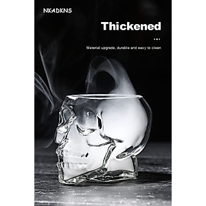 NKADKNS Funny skull glass Wine Glass ，Drinking Glass，Gift, Engraved Design,Large Glasses,vodka spirits cup glass ，new Crystal Skull cup ，Halloween Decorations Gifts(350ml/12 Ounces)