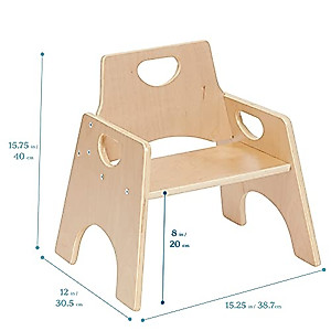ECR4Kids Stackable Wooden Toddler Chair, 8in, Kids Furniture, Natural, 2-Pack