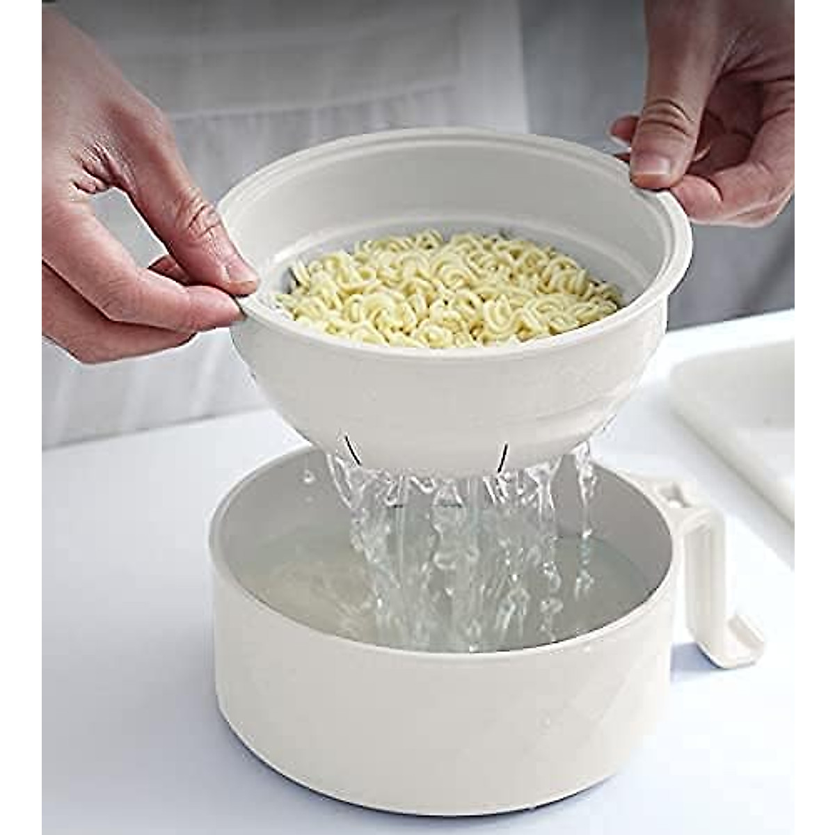 Ramen Cooker Ramen Bowl Set with Chopsticks Microwave Noodle College Dorm Room Essentials for Girls for Boys Apartment -White