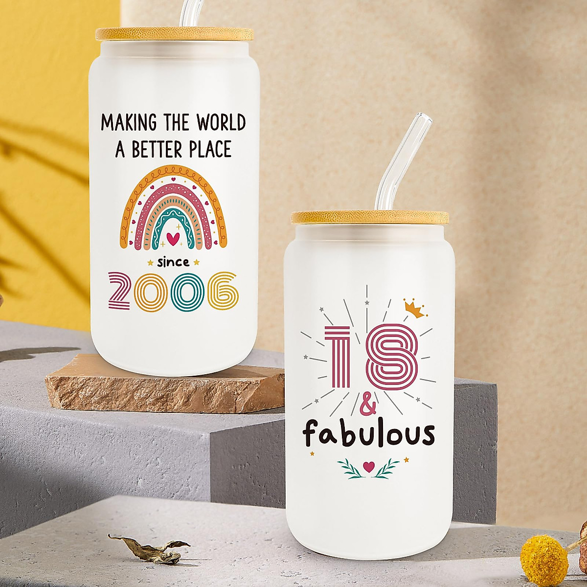 18th Birthday Gifts for Girls, Girls 18th Birthday Gifts, 2006 Birthday Gifts, Happy 18th Birthday Gifts for Her, Daughter, Niece, Granddaughter, 18th Birthday Decorations, 18 Fabulous Eighteen Gifts