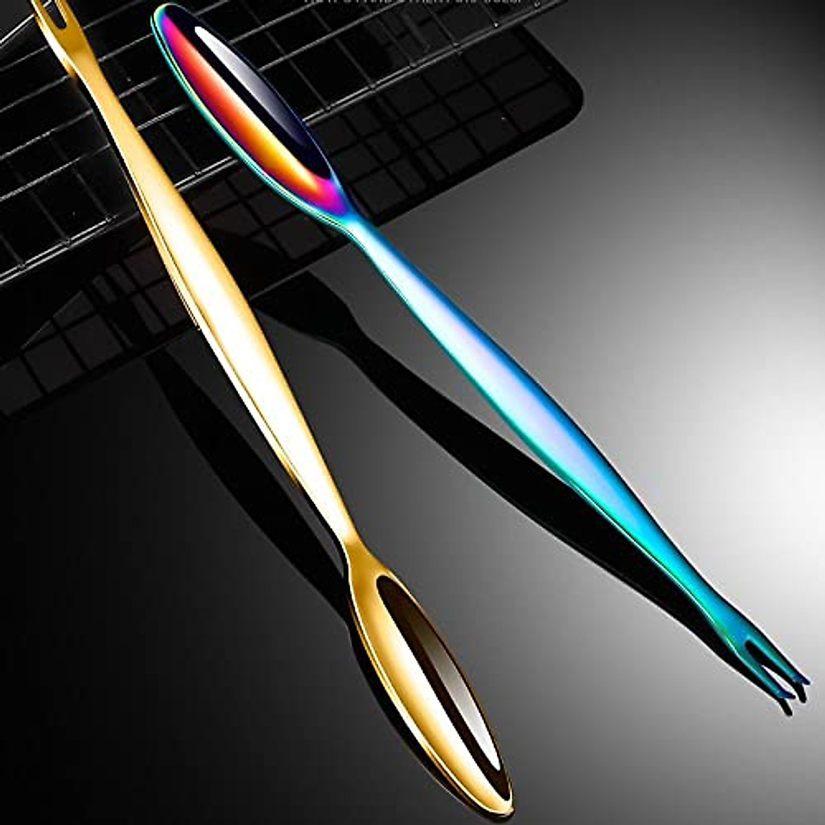 Stainless Steel Crab Fork Seafood Tools, 8 inch Lobster Crab Leg Picks Fruit Forks Seafood Picks for Party Travel(gold)