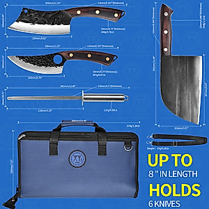 XYJ Portable Chef Knife Set Professional,Cleaver Butcher Knife,Forged Carving Boning Knives With Bag,Sharpener Rod,Camping Serbian Kitchen Knives,Full Tang