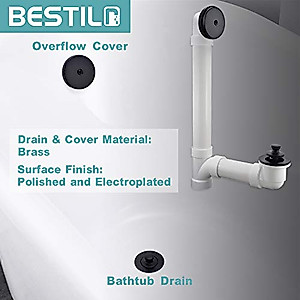 BESTILL Bathtub Drain Kit and Overflow Faceplate, Matte Black