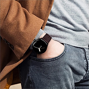 Leather Bands Compatible for Google Pixel Watch Band Leather for Men, Pixel Watch Wristband Adjustable Clasp Strap for Google Pixel Watch (Brown/Black)