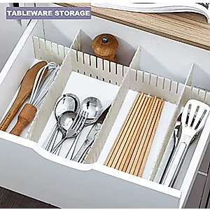 KITment 44Pcs Drawer Dividers with Fixing Buckle, Adjustable Drawer Organizer Storage Separator for Clothes, Cutlery, Socks, Underwear, Makeup, Dresser, Kitchen, Bedroom, Office, Bathroom, 14.5*2.75in
