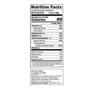 LIDATREE 1.5" Swirl Lollipop, Rainbow Lollipops Individually Wrapped Bulk, Kid's Lollipops Candy for Birthday, Mixed Fruit Flavor 12 Pack