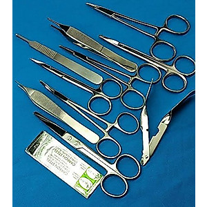 5 Blades No 20 Plus ADSON Forceps Webster Needle Holder HEMOSTAT Mosquito Forceps Scalpel Handle IRIS Scissors Operating Scissors CYNAMED