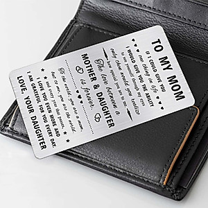 Alotozo Laser Engraved Stainless Steel Card for Mom - Mother's Day Gifts from Daughter - Mother Daughter Gift, Credit Card Size Keepsake