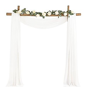 Socomi Wedding Arch Draping Fabric 1 Panel 29" x 19Ft Ivory Sheer Chiffon Curtain Drapes 6 Yards for Wedding Ceremony Birthday Party Decoration