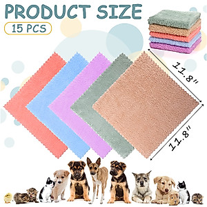 Lyellfe 15 Pieces Guinea Pigs Mat, Soft Hamster Fleece Cage Liners, Small Animals Bedding Mats Bath Towel for Dog Puppy Cat, 11.8 x 11.8 Inch, Mixed Colors