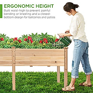 Best Choice Products 72x23x30in Raised Garden Bed, Elevated Wood Planter Box Stand for Backyard, Patio, Balcony w/Divider Panel, 6 Legs, 300lb Capacity - Natural