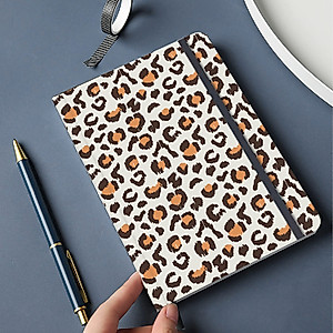 Muenjxh A5 Notebook，Hardcover Journal for Women,Notebooks for Women,6"x 8.5",80 Sheets College Ruled,Journal Notebooks for Work,Office,School Gifts 100gsm Paper Leopard Pattern,Cheetah Print