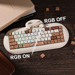 YUNZII Coffee Cat Dye Sub PBT Keycaps,152 Full Keys Dye Sublimation Custom Keycap Set with Key Puller for Cherry Gateron MX Switches Mechanical Gaming Keyboard (Cherry Profile, Coffee Cat)