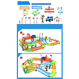 Race Tracks Toys for Kids Boys Girls Electric Car Create a Variety of Tracks 3 4 5 6 Year Old Boys Girls Best Gift (Colorful)