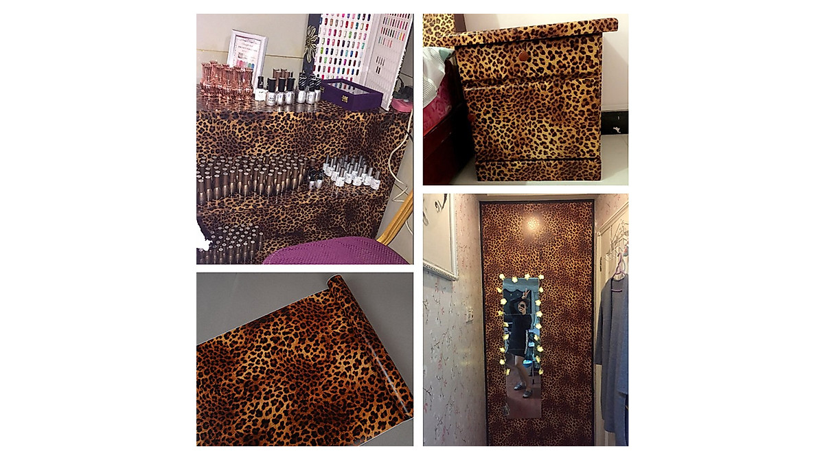 Stylish Leopard Self-Adhesive Shelf Liner - Waterproof PVC Mat 45x300cm