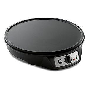 CHEFMAN Electric Crepe Maker: Precise Temp Control, 12" Non-Stick Griddle, Perfect for Crepes, Tortillas, Blintzes, Pancakes, Waffles, Eggs, Bacon, Batter Spreader & Spatula Included, Black