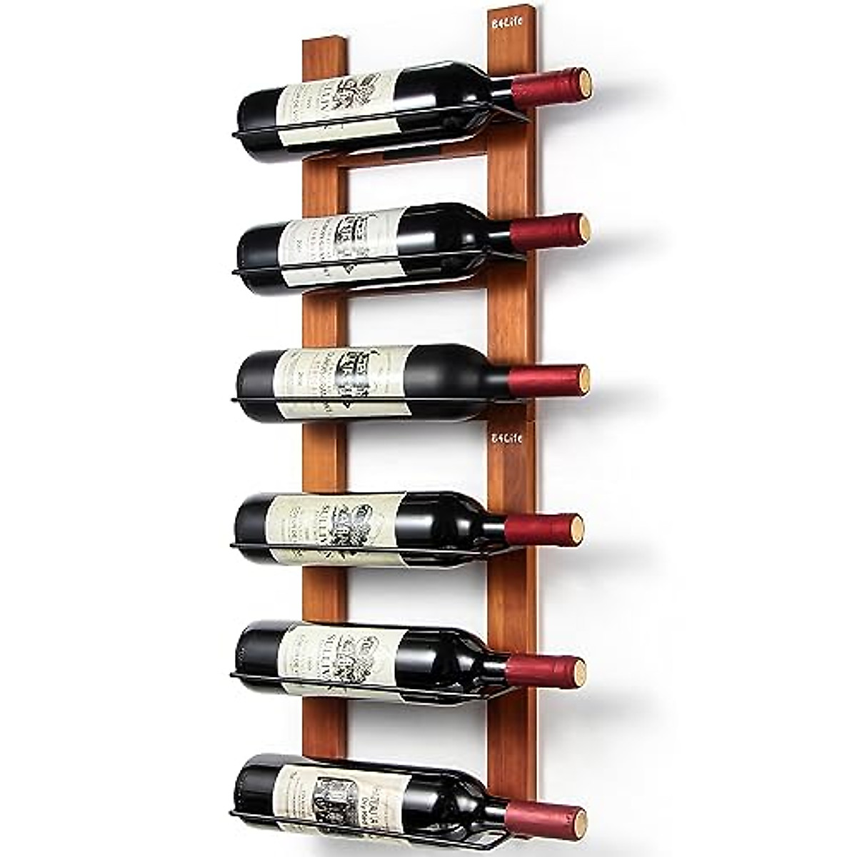 B4Life Wine Racks Wall Mounted, Wall Wine Bottle Display Rack 6 Bottle Wall Wine Racks for Wine Bottles, Wood Wine Holder Wall Mounted for Dining Room, Storage Room, Wine Cellar, Kitchen