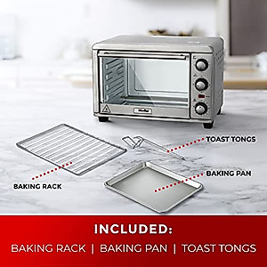 Mueller AeroHeat Convection Toaster Oven, 8 Slice, Broil, Toast, Bake, Stainless Steel Finish, Timer, Auto-Off - Sound Alert, 3 Rack Position, Removable Crumb Tray, Accessories and Recipes