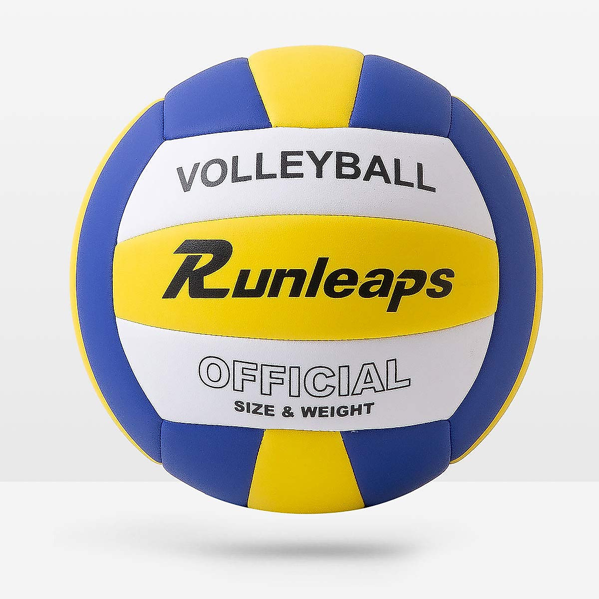 Runleaps Volleyball, Waterproof Indoor Outdoor Volleyball for Beach Game Gym Training, Official Size 5 (Blue-Yellow-White)
