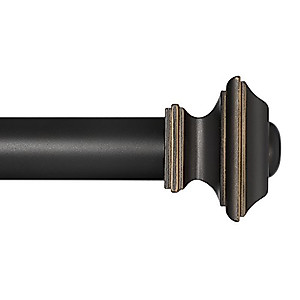 Ivilon Window Treatment Curtain Rod - Square Finials, 1 1/8 in Rod, 72 to 144 Inch, Antique Black