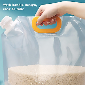 OVNMFH Grain Moisture-Proof Sealed Bag, 5/10 Pcs Resealable Washable Clear Grain Moisture-Proof Bags, Thicken Grain Storage Suction Bags with Funnel and Stickers, for Food Storage (10PCS,5L)