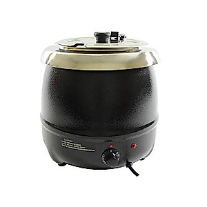 Thunder Group SEJ35000C Soup Warmer, 10-1/2 Quart, 13-9/16" x 13-1/4" x 13-3/4"H, Round, Adjustable Temp Control, Stainless Steel Inner Pot, Aluminum, Black, 120v/60/1-ph, 3.