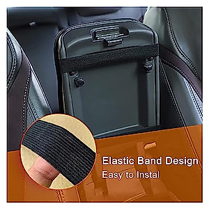 ZKFAR 1 PC Waterproof Armrest Cover Center Console Mat, Fiber Leather Embossing, Four Seasons Universal Armrest Box Mat, Fit for Most Car, SUVs, Truck (Black & Blue)