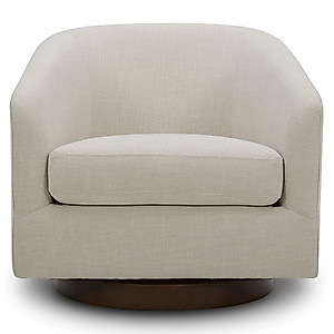 CHITA Swivel Accent Chair, FSC Certified Upholstered Fabric Barrel Chair for Living Room, Fully Assembled, Linen