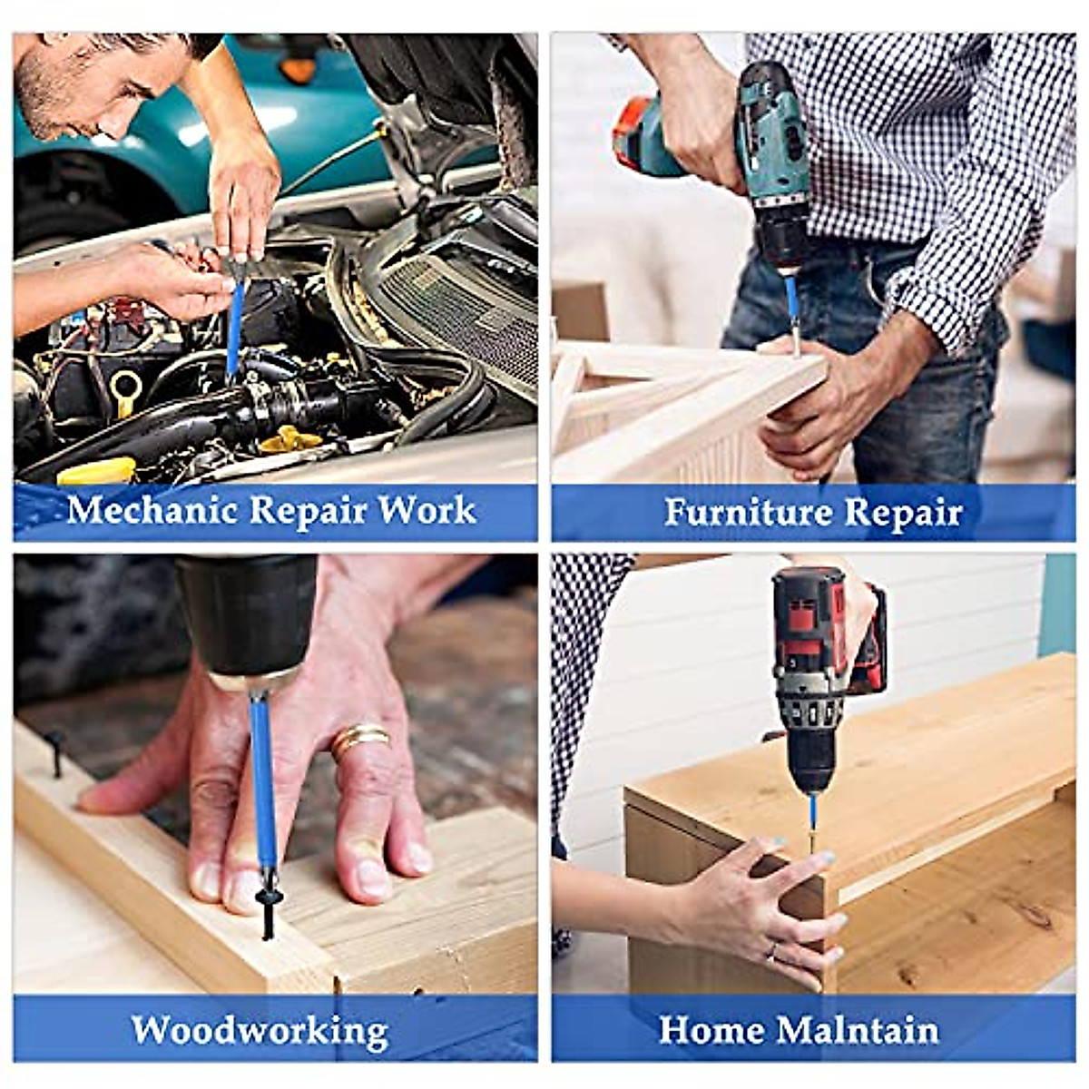 Uenhoy 10 Pcs Magnetic Phillips Screwdriver Bits Set 6 Inch Long Anti Slip Phillips Bits #2, 1/4 Inch Hex Shank (PH2 x 150MM)
