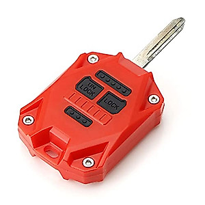 iJDMTOY Large/Big Red Plastic Key Remote Fob Enclosure Shell w/Black Keypads, Compatible with Jeep 2007-2017 Wrangler JK
