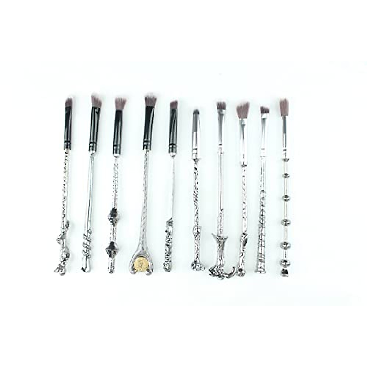 Original 10 Magical Themed Wizard Wand Makeup Brushes, Metal, Extra Durable, Soft Brushes