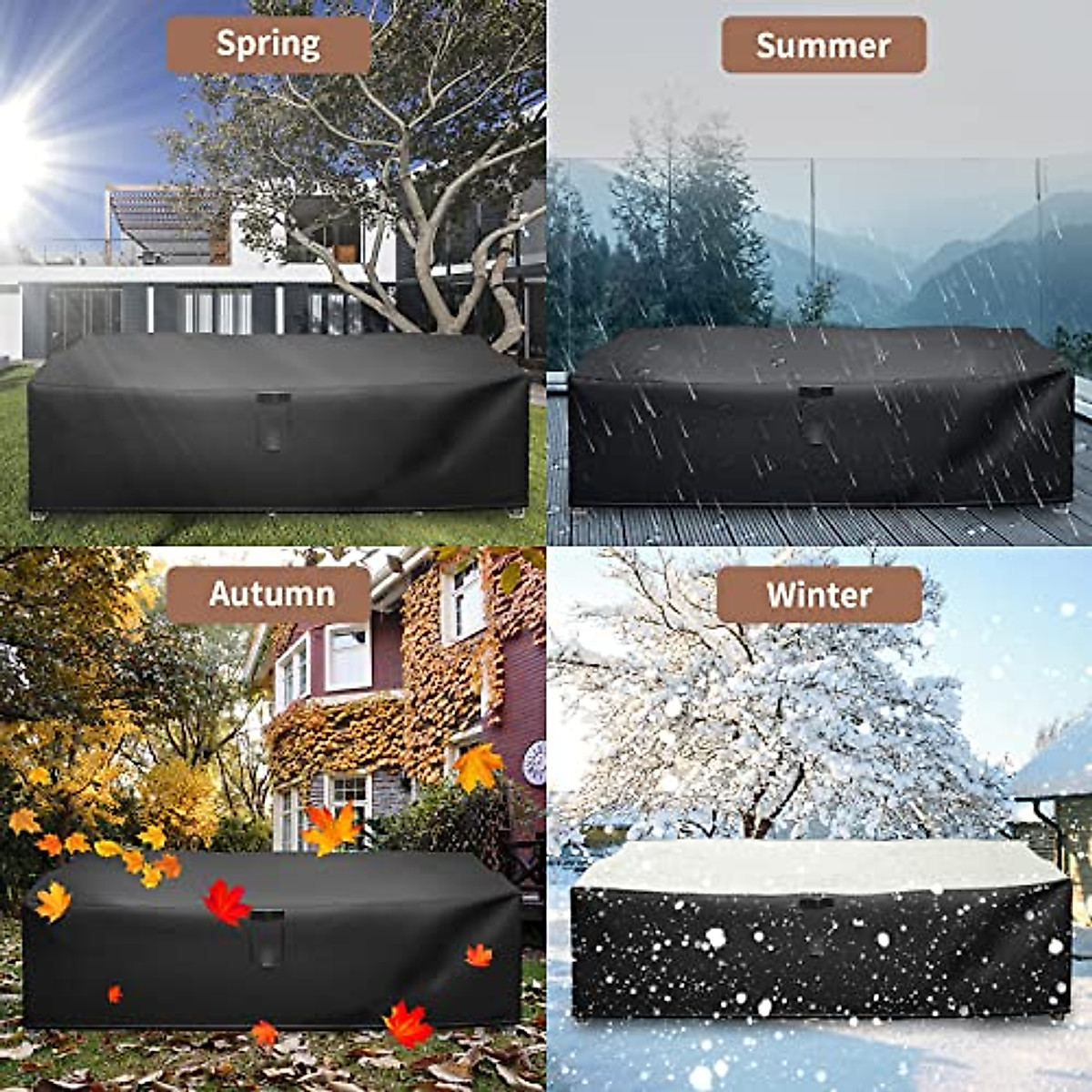 Outdoor Furniture Cover Waterproof, Patio Furniture Covers for Outdoor Table and Chair Set, Heavy Duty 600D Conversation Set Covers, Outside Dining Set Cover 126" L x 63" W x 28" H