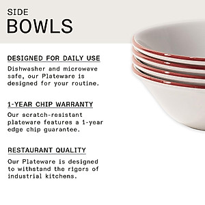 Made In Cookware - Set of 4 - Side Bowls - White With Red Rim - Porcelain - Crafted in England