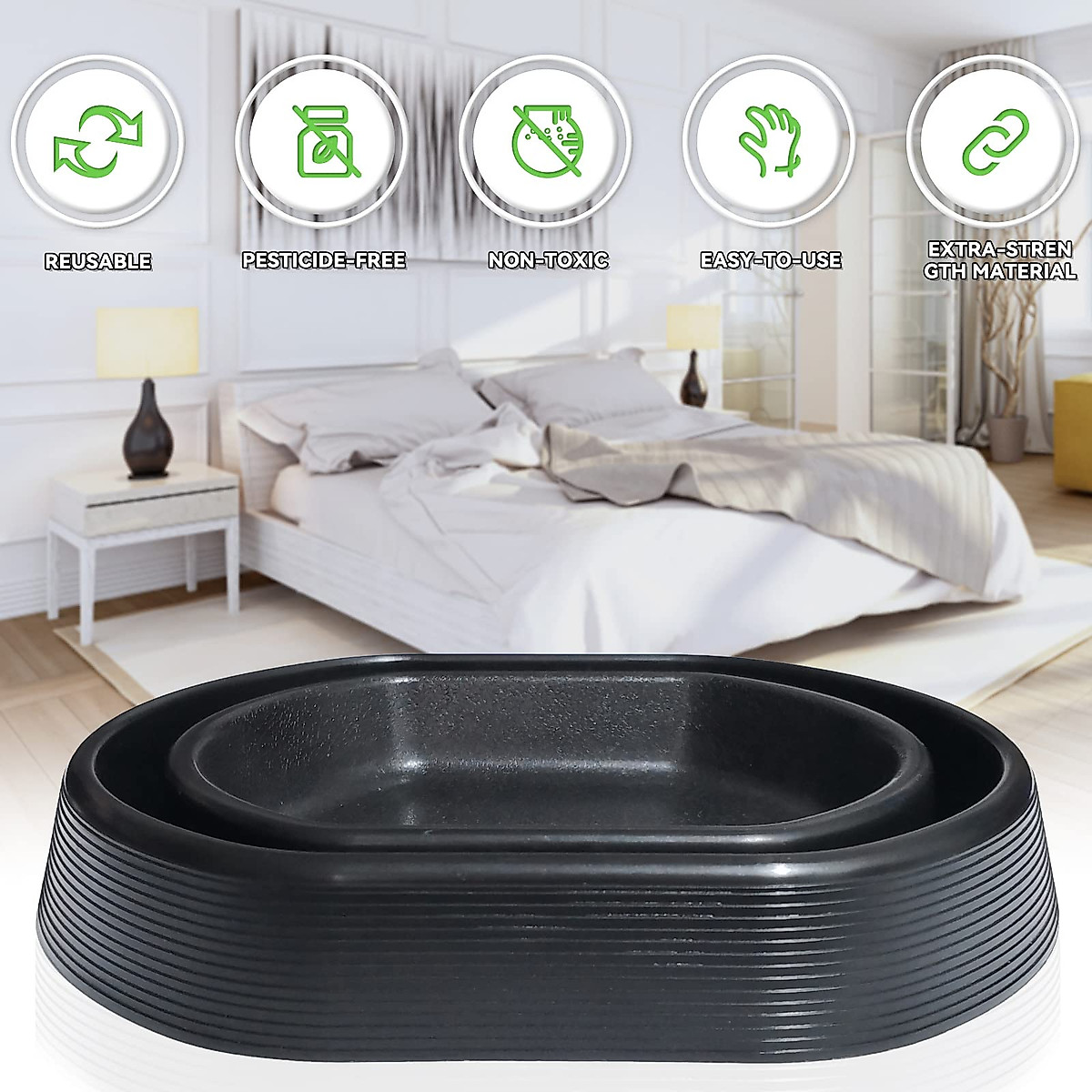 Bed Bug Interceptors | Bed Bug Interceptor Traps | Insect Trap, Monitor, and Detector for Bed Legs (Black - 4 pcs)