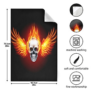 Exnundod Burning Skull Grim Reaper Kitchen Dish Towel, Reusable Absorbent Tea Towels Thin Microfiber Dishcloth for Drying Wiping Cleaning Decorative 18x28in